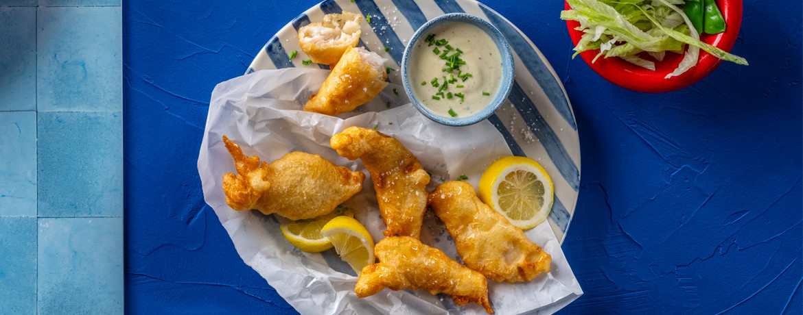Fisch im Bierteig gebacken mit Salat - Rezept | LIDL Kochen