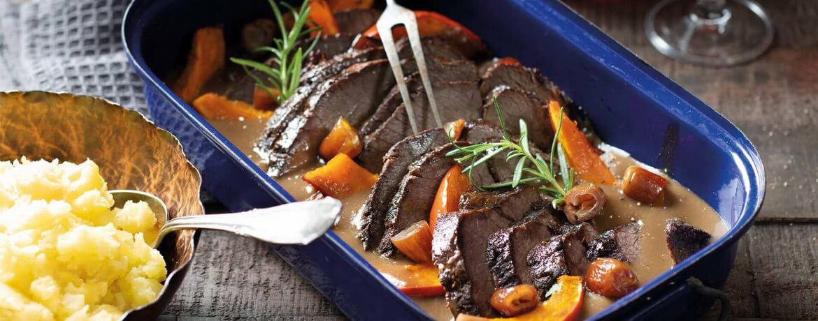 Hirschkeule mit Kürbis und Kartoffelpüree - Rezept | LIDL Kochen