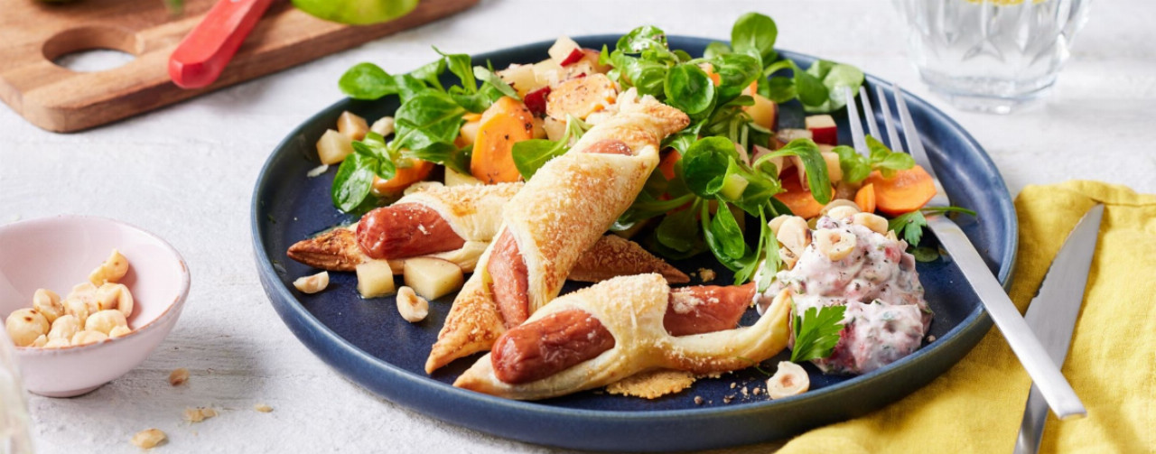 Würstchen im Schlafrock & Salat - Rezept | LIDL Kochen